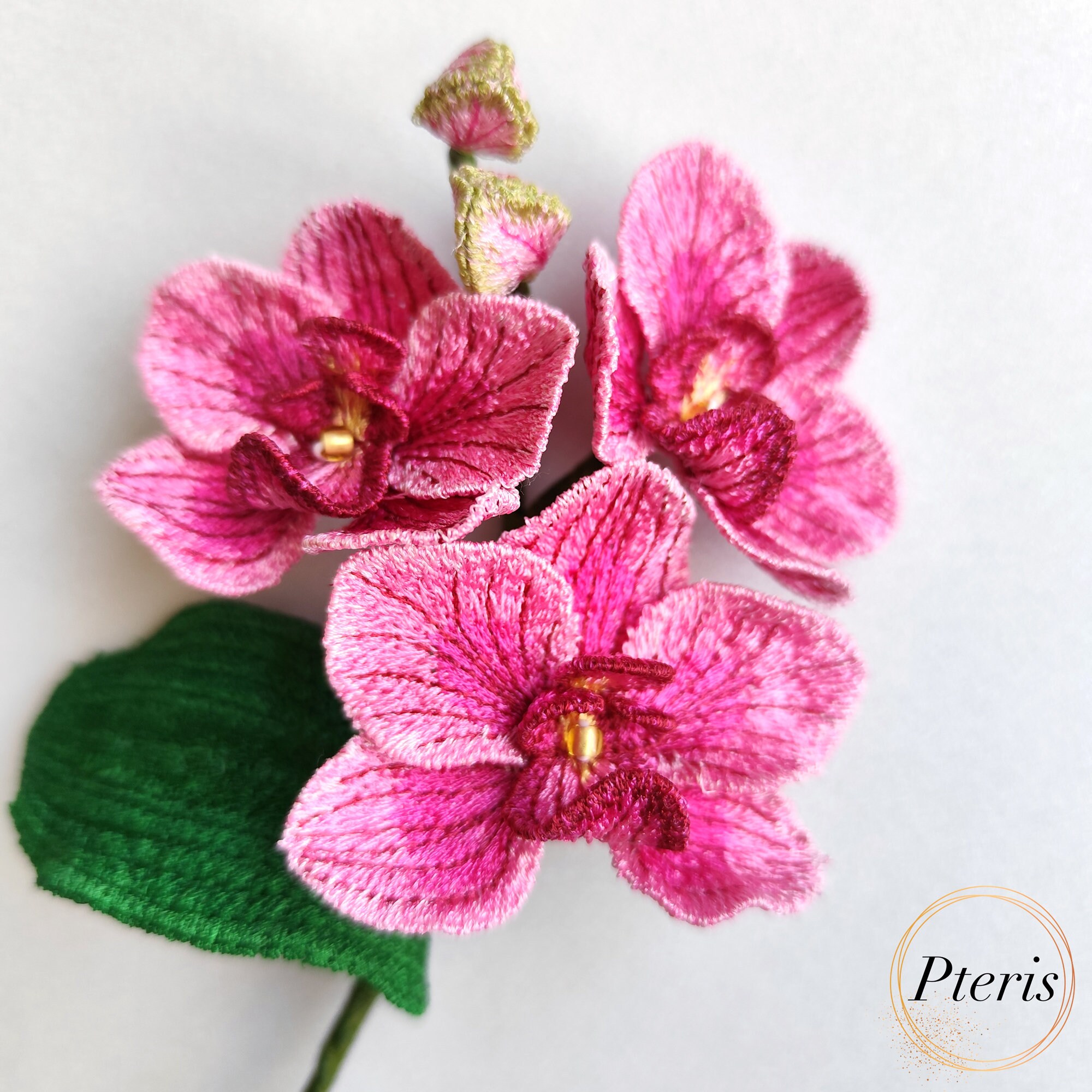 Orchid Blossom Embroidery Design: 3D FSL Flower, 4x4 Hoop (digital ...
