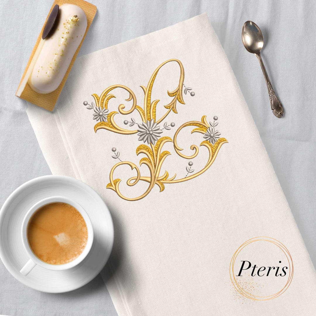 Floral Letter L Embroidery Design: Vintage Wedding Monogram (4x4, 7x5 ...