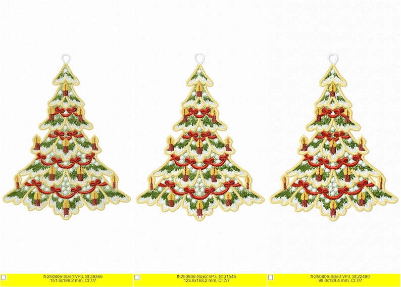 FSL Christmas Tree Pendant: Lace Machine Embroidery Design (5x7, 6x10 ...