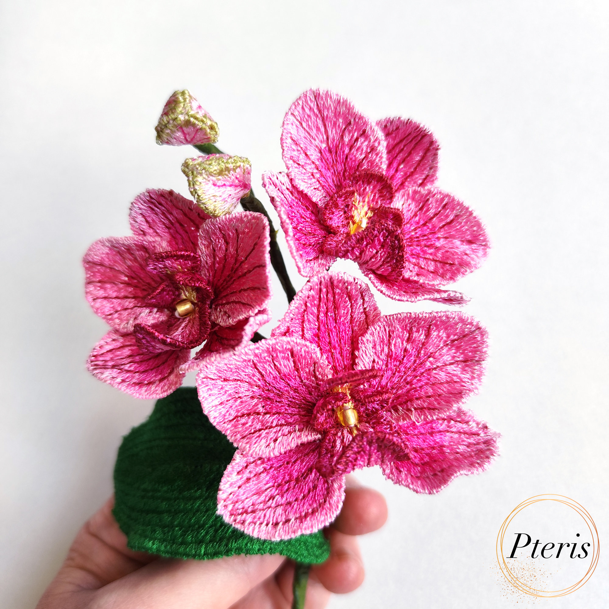 Orchid Blossom Embroidery Design: 3D FSL Flower, 4x4 Hoop (digital ...