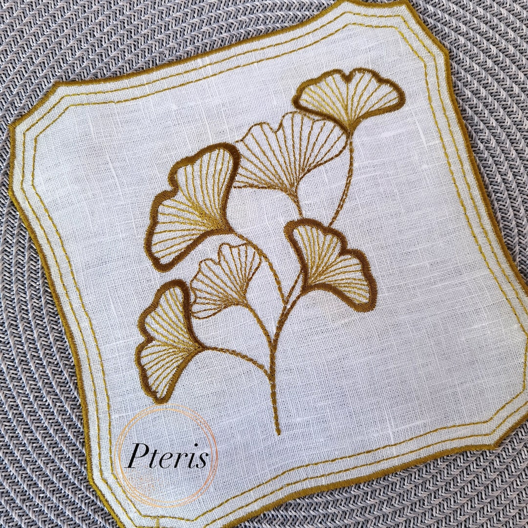 Ginkgo Leaf Machine Embroidery Design, Ginkgo Embroidery Pattern, Embroidery Motif Forest Leaf ...