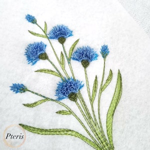 Cornflowers Flower Fluffy Fringed Chenille Machine Embroidery 3 Sizes ...