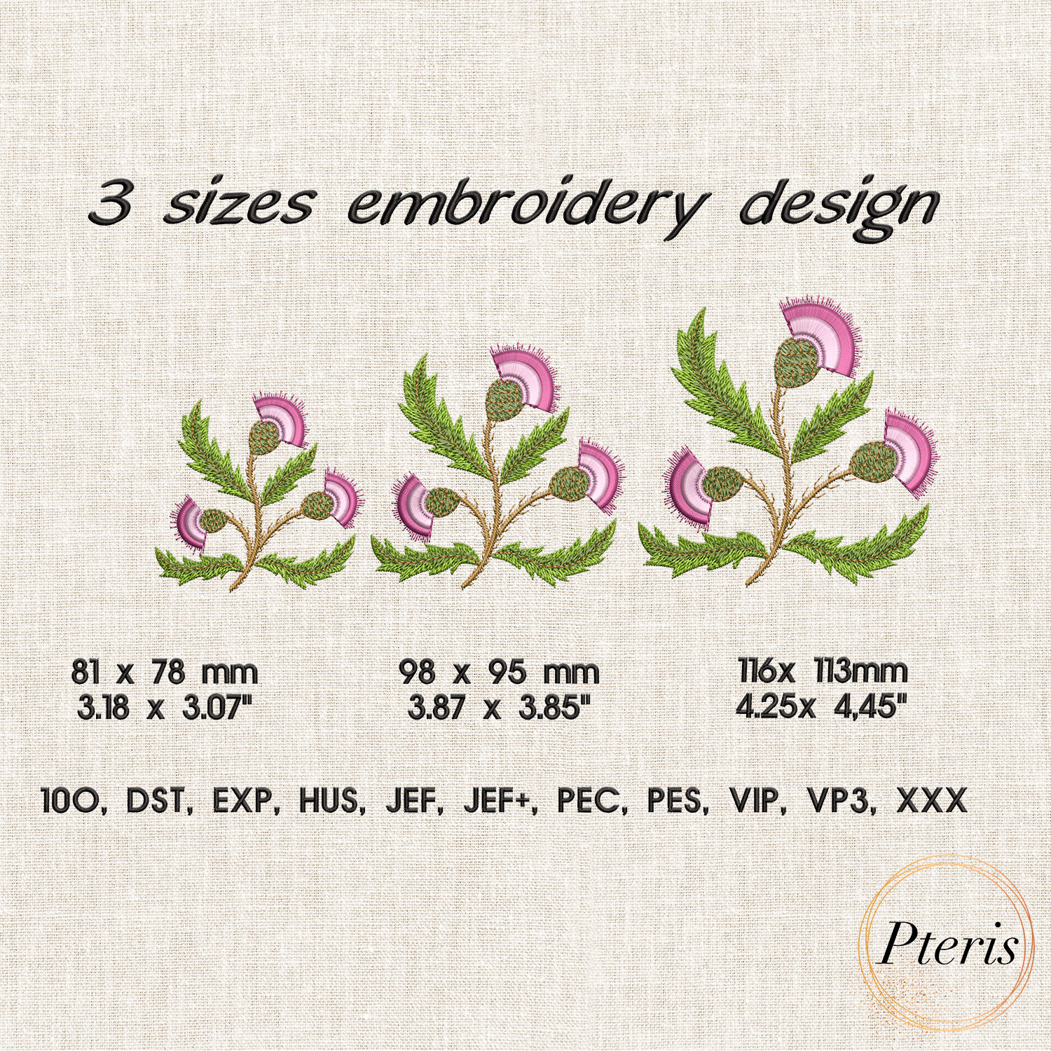 Thistle Flower Chenille Machine Embroidery Design - Fringed Fluffy ...