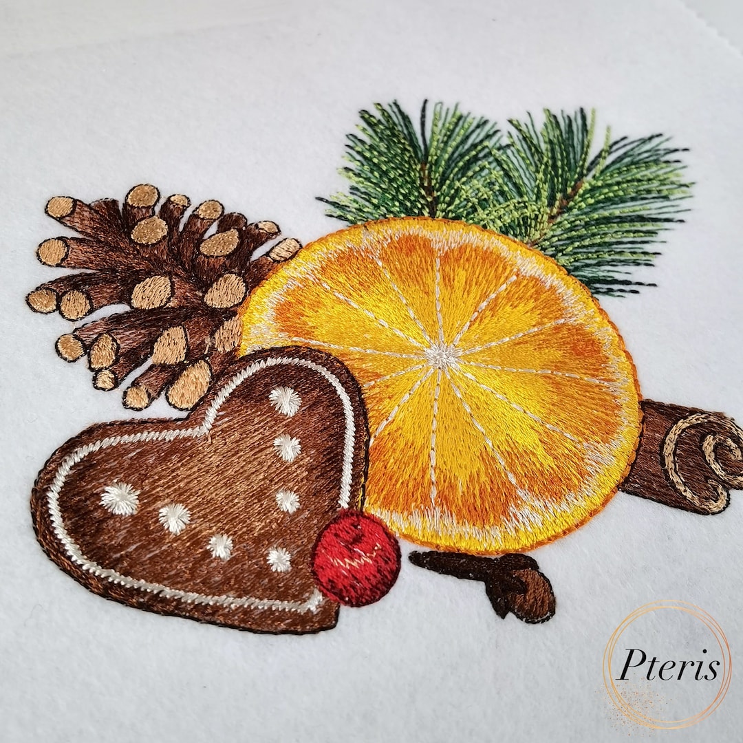 Christmas Cookies Embroidery Design: Orange, Pine, Cinnamon (digital ...