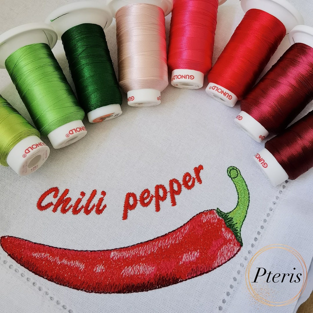 Chili Pepper Machine Embroidery Design: Vegetable Motif (digital ...