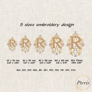 Capital Letter R French Wedding Monogram Machine Embroidery Design ...