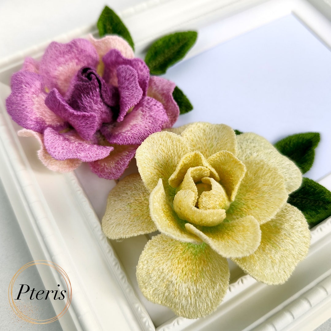 Rose 3D Flower Machine Embroidery Design Set for Hairpins & Brooches ...