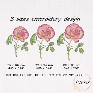 Rose in Bloom Machine Embroidery Design | Floral Embroidery Pattern 3 ...