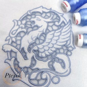 Cutwork Gryphon Machine Embroidery Design Vintage Victorian Richelieu ...