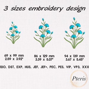 Cornflowers Flower Fluffy Fringed Chenille Machine Embroidery 3 Sizes ...