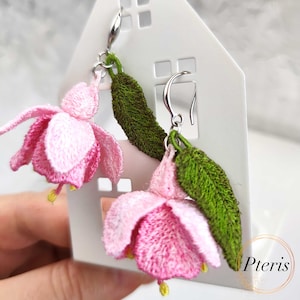 Fuchsia Machine Embroidery Design Set 3D Flower for Making Earrings ...