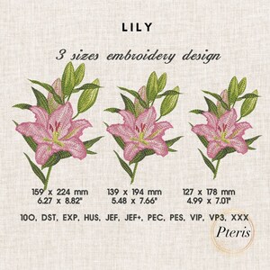 Lily Machine Embroidery File, Spring Embroidery Design. Embroidery ...