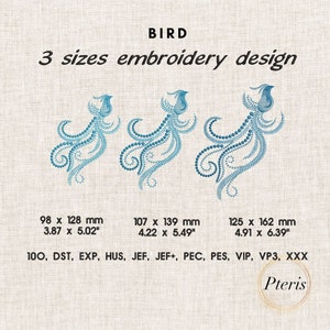 Bird With a Beautiful Flying Feather Machine Embroidery Design - Etsy