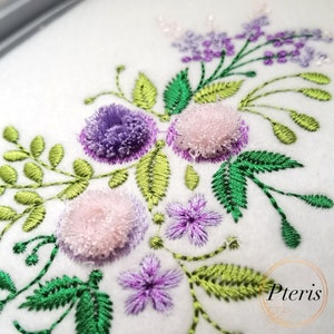 Roses and Lilacs Flower Fluffy Fringed Chenille Machine Embroidery 3 ...