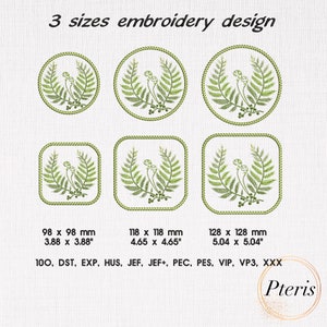 Fern Leaves Embroidery Design: Mug Rug & Coaster (4x4, 5x7 Hoop) - Etsy