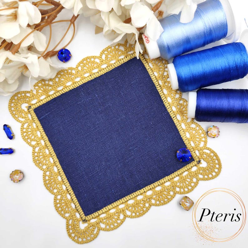 Square Crochet Style Coaster Machine Embroidery Design FSL Napkin ...