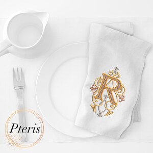 Capital Letter R French Wedding Monogram Machine Embroidery Design ...