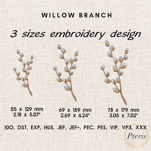 Pussy Willow Twigs Machine Embroidery Design 3 Sizes - Etsy
