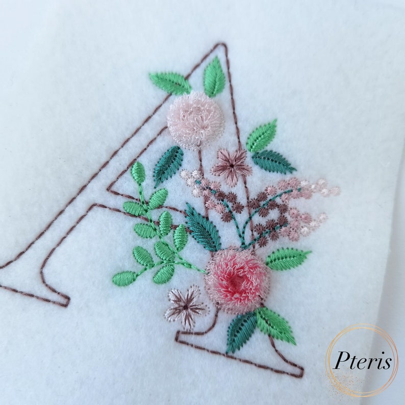 Fluffy Fringed Flowers Monogram Alphabet Machine Embroidery Font - 26 ...