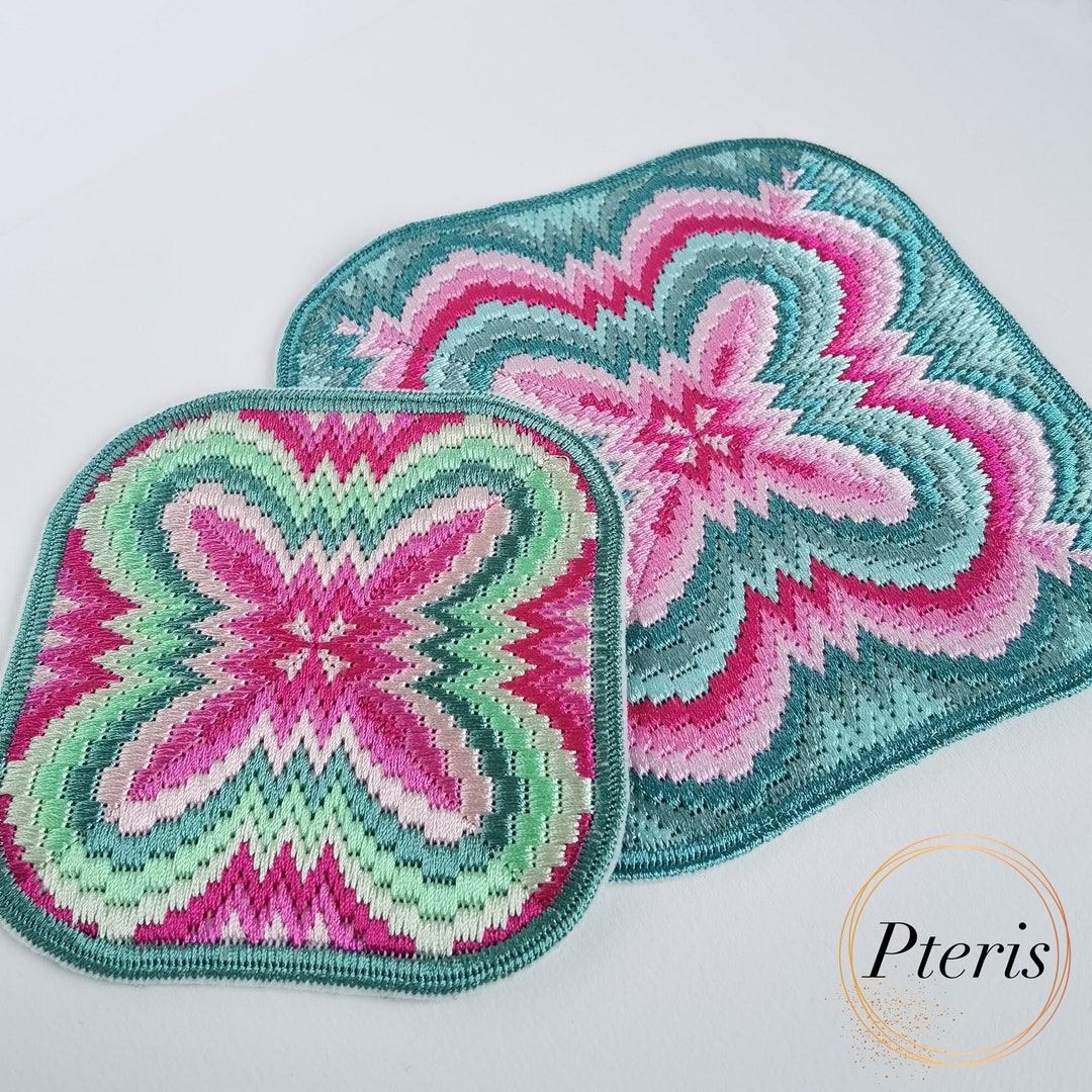 Bargello Ornament Cup Coaster ITH Machine Embroidery Design All in the Hoop, 3 Sizes. - Etsy