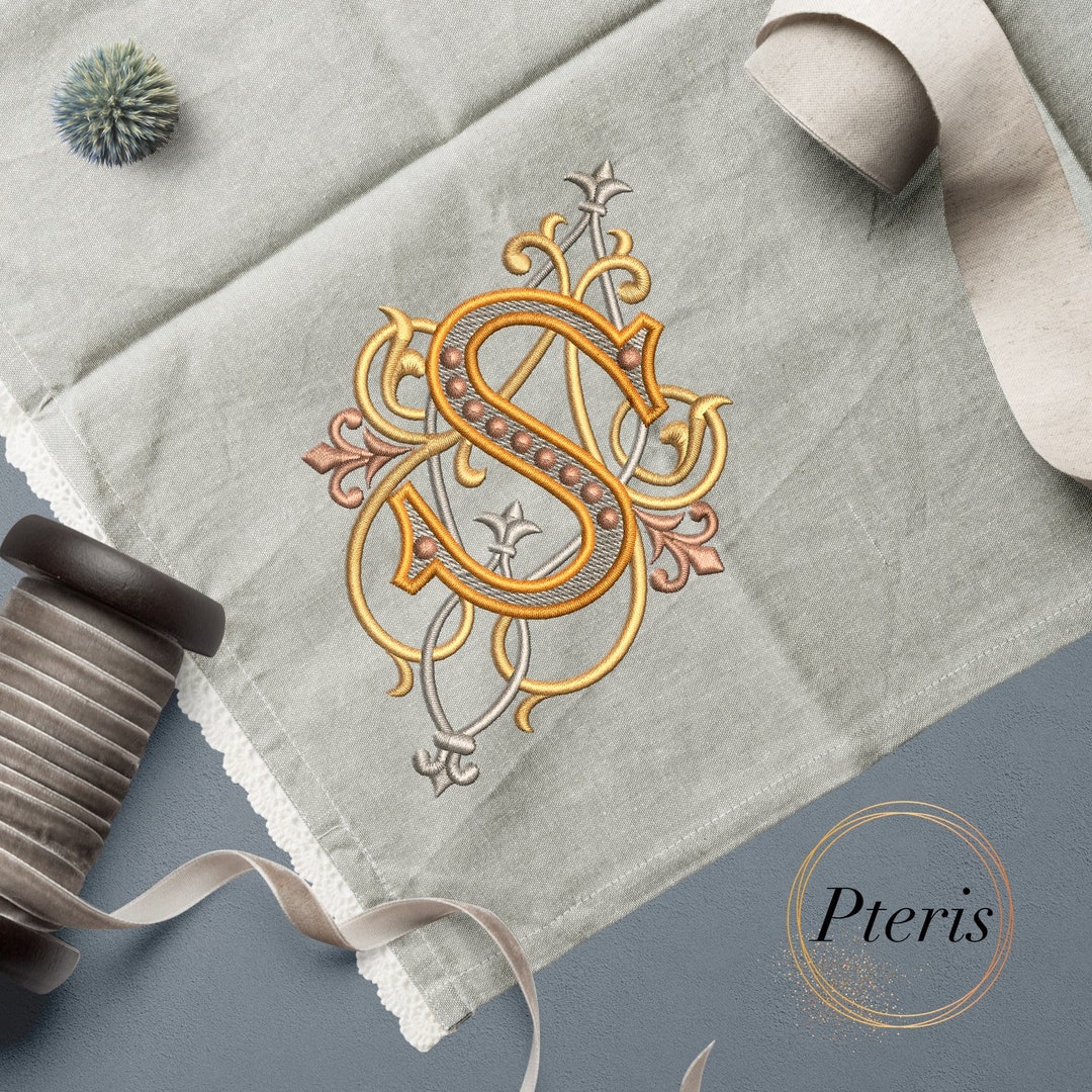 Capital Letter S French Wedding Monogram Machine Embroidery Design ...