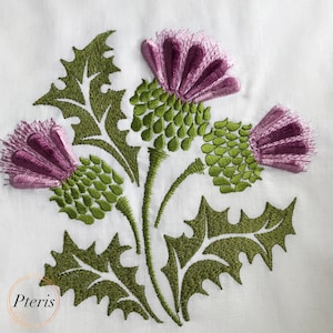 Thistle Flower Fluffy Fringed Thread Velvet Machine Embroidery Design ...