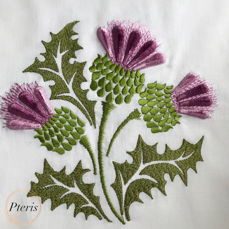 Thistle Flower Fluffy Fringed Thread Velvet Machine Embroidery Design ...