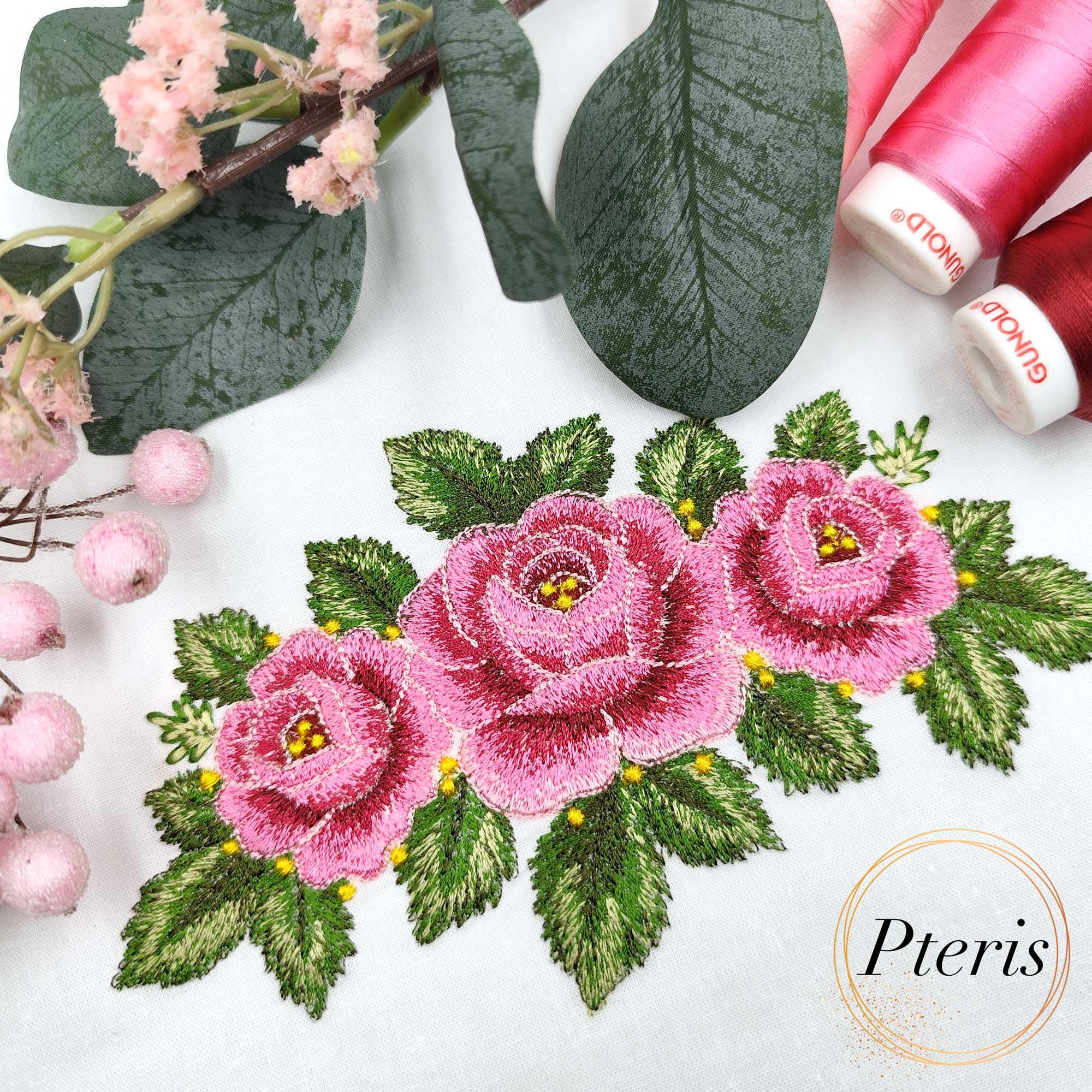 Elegant Rose Machine Embroidery Design Floral Bouquet Pattern – 3 Sizes ...