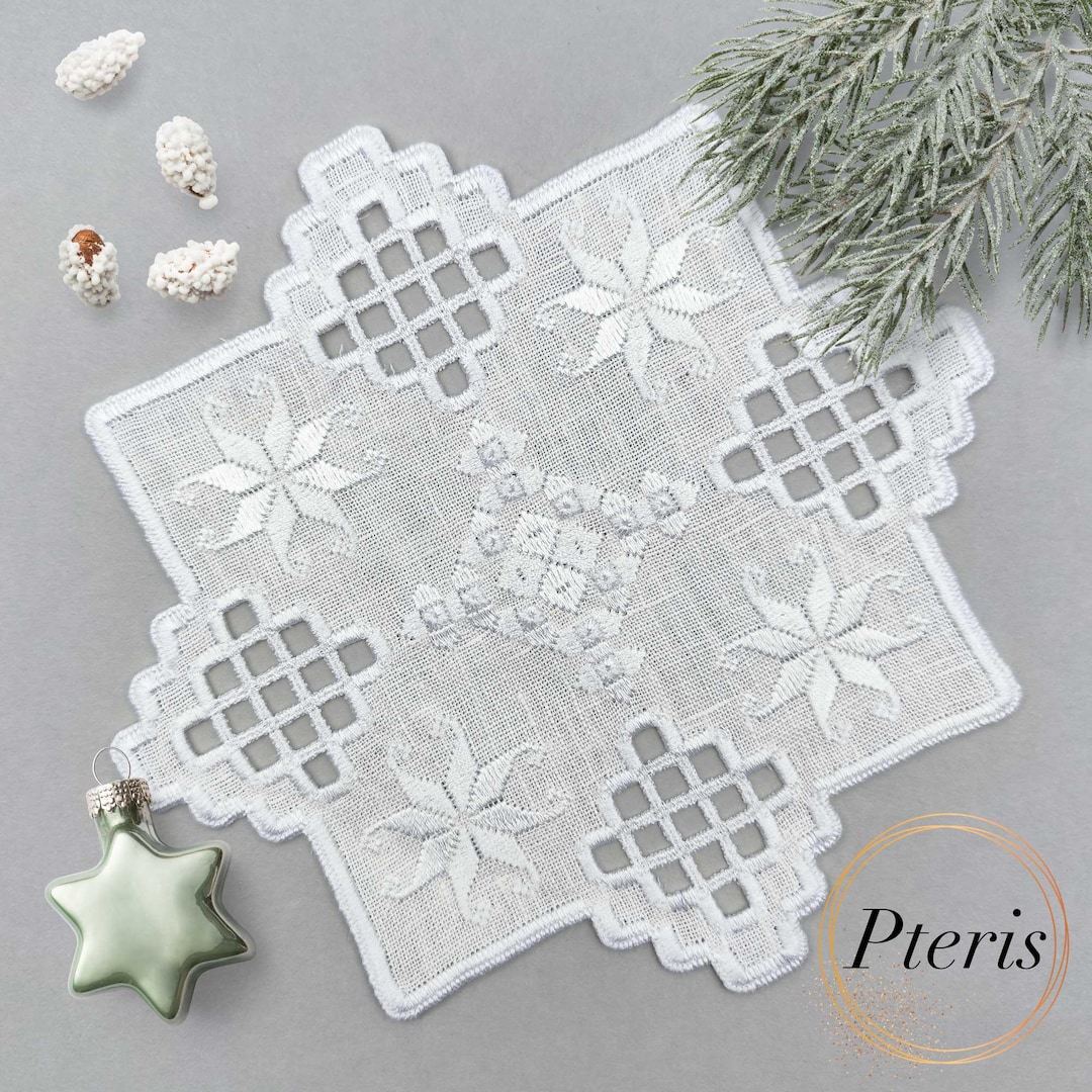 Hardanger Cocktail Napkin Machine Embroidery Design in the Hoop Project ...