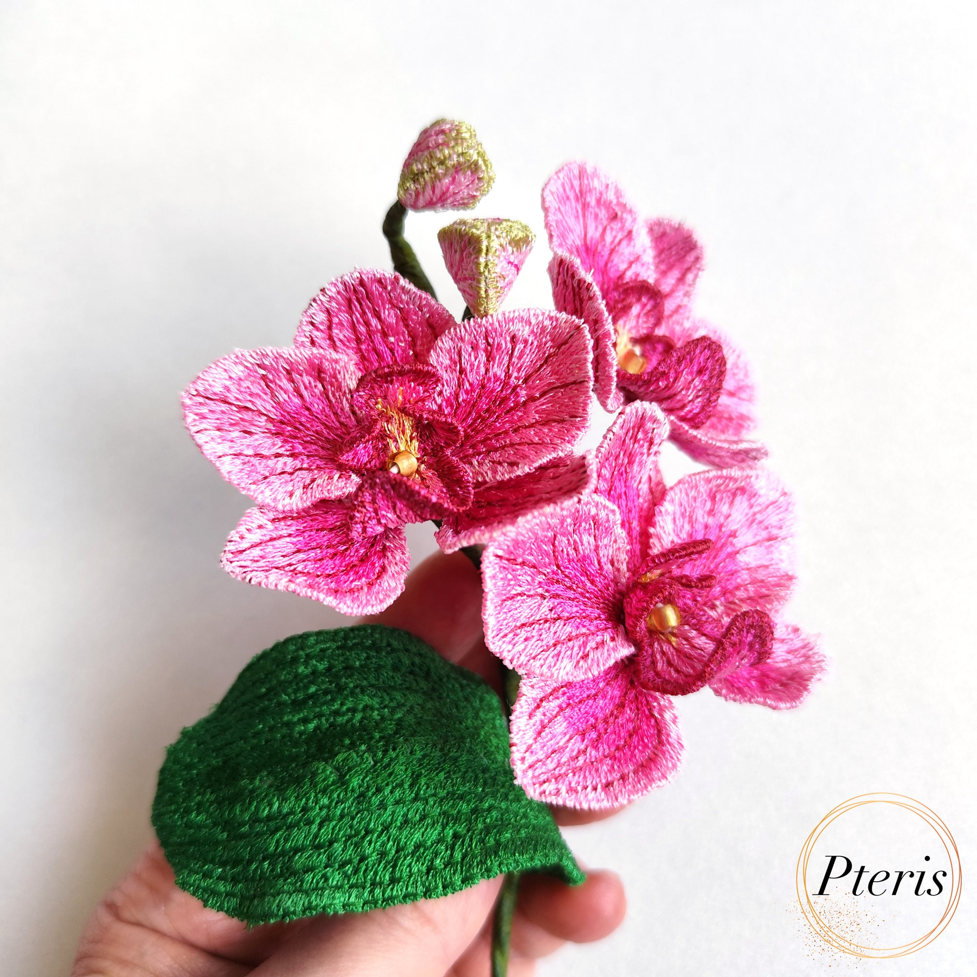Orchid Blossom Embroidery Design: 3D FSL Flower, 4x4 Hoop (digital ...