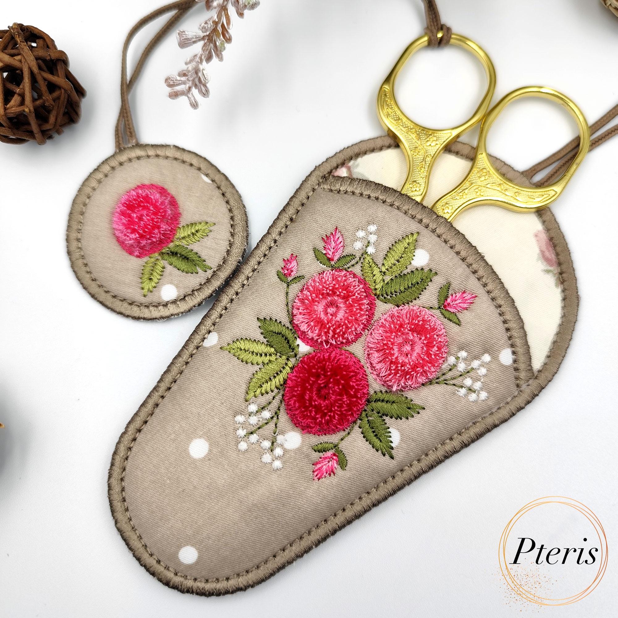 Floral Fringe Scissor Case Embroidery Design: ITH Project (4x4, 5x7 ...