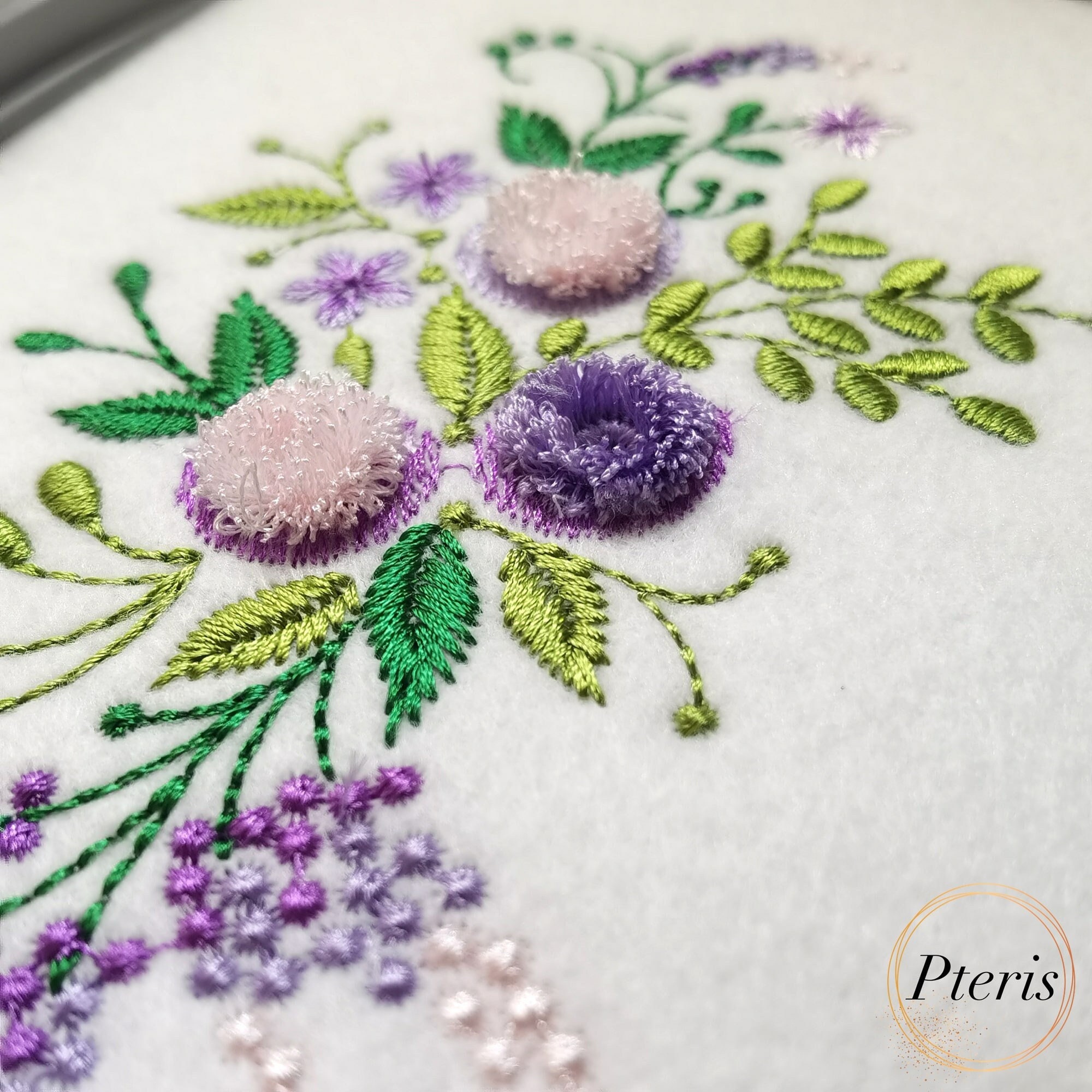 Roses and Lilacs Flower Fluffy Fringed Chenille Machine Embroidery 3 ...