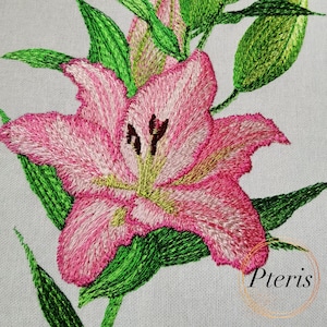 Lily Machine Embroidery Design: Spring Floral Pattern (digital Download ...
