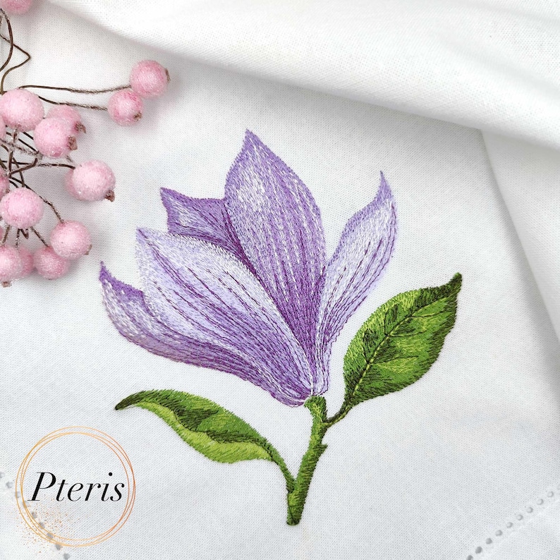 Magnolia Flower Machine Embroidery Design - Floral Pattern for 4x4 and ...