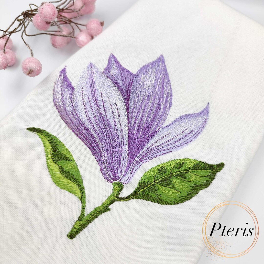 Magnolia Flower Machine Embroidery Design - Floral Pattern for 4x4 and ...