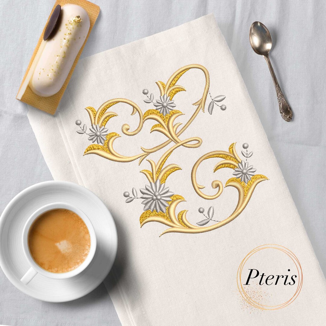 Floral Letter E Embroidery Design: Vintage Wedding Monogram (4x4 and ...