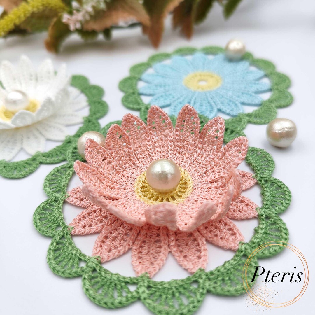 3D Daisy Crochet Style Doily: Gerbera Embroidery Design (4x4 Hoop) - Etsy