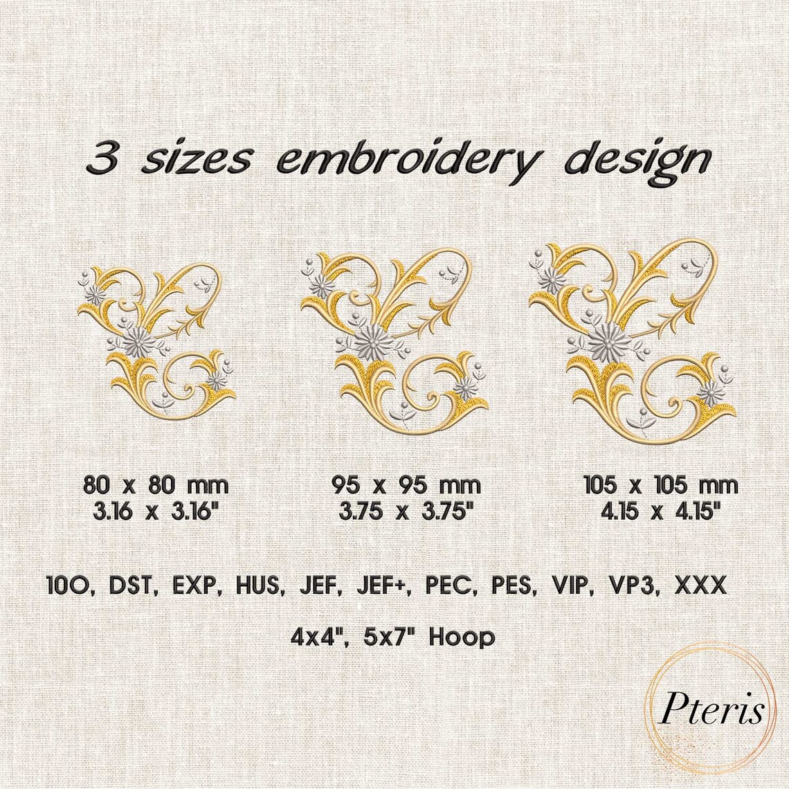 Floral Letter C Embroidery Design: Vintage Wedding Monogram (4x4 and ...