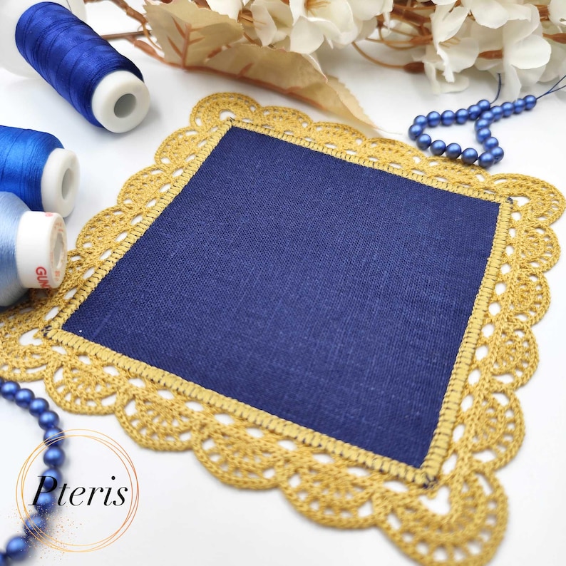 Square Crochet Style Coaster Machine Embroidery Design FSL Napkin ...