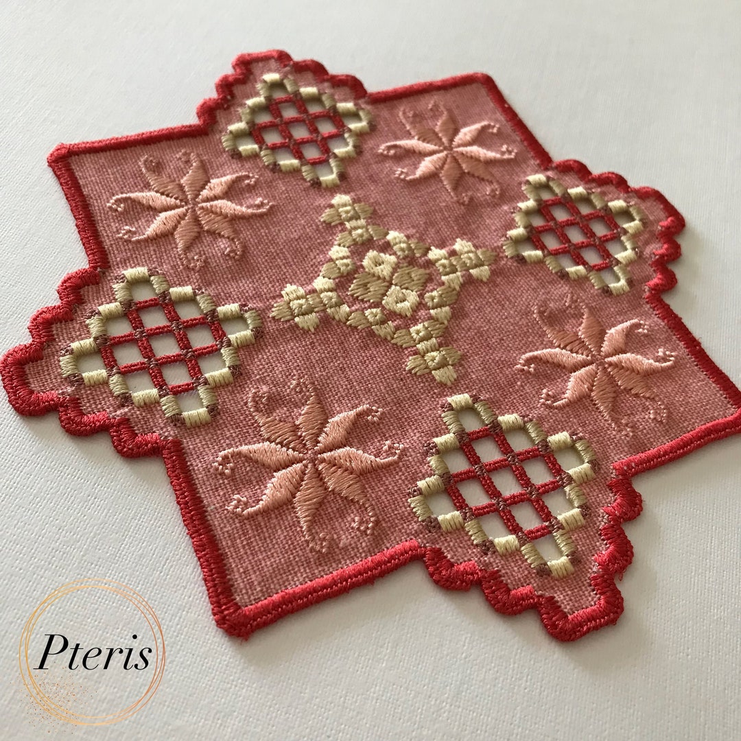 Hardanger Cocktail Napkin Machine Embroidery Design in the Hoop Project ...