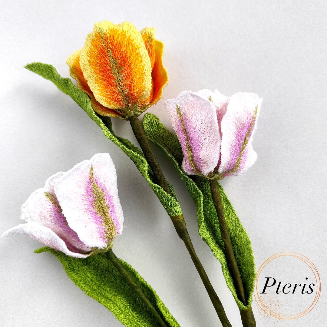 Tulip 3D Machine Embroidery Design Set 3 Sizes, FSL Flower in the Hoop ...