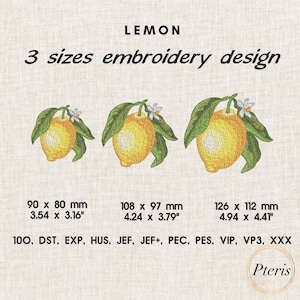 Lemon Machine Embroidery Design 4 Sizes - Etsy