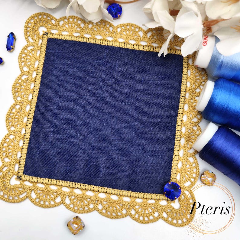 Square Crochet Style Coaster Machine Embroidery Design FSL Napkin ...