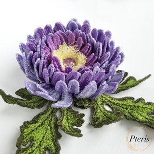 Chrysanthemum Machine Embroidery Design 3D Flower for Making Hairpins ...