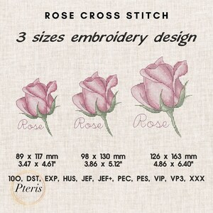 Rose Cross Stitch Machine Embroidery Design (digital Download) - Etsy