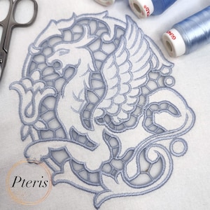 Cutwork Gryphon Machine Embroidery Design Vintage Victorian Richelieu ...