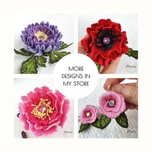 Peony Machine Embroidery Design 3D FSL Flower All in the Hoop 4x4 Hoop ...