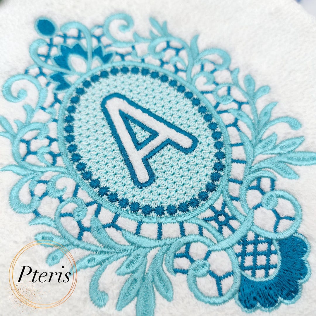 Embossed Terry Towel Monogram Letters A-Z and Elegant Barocco Frame ...