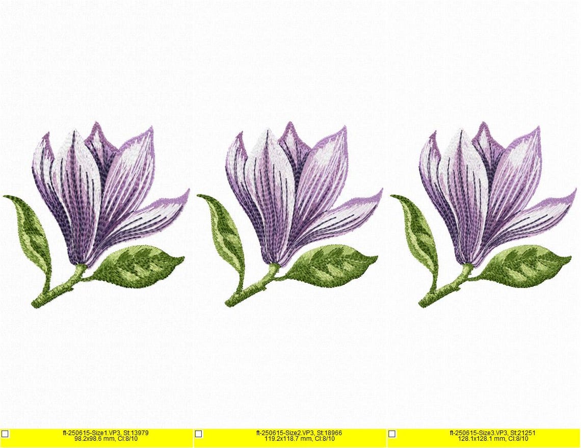 Magnolia Flower Machine Embroidery Design - Floral Pattern for 4x4 and ...