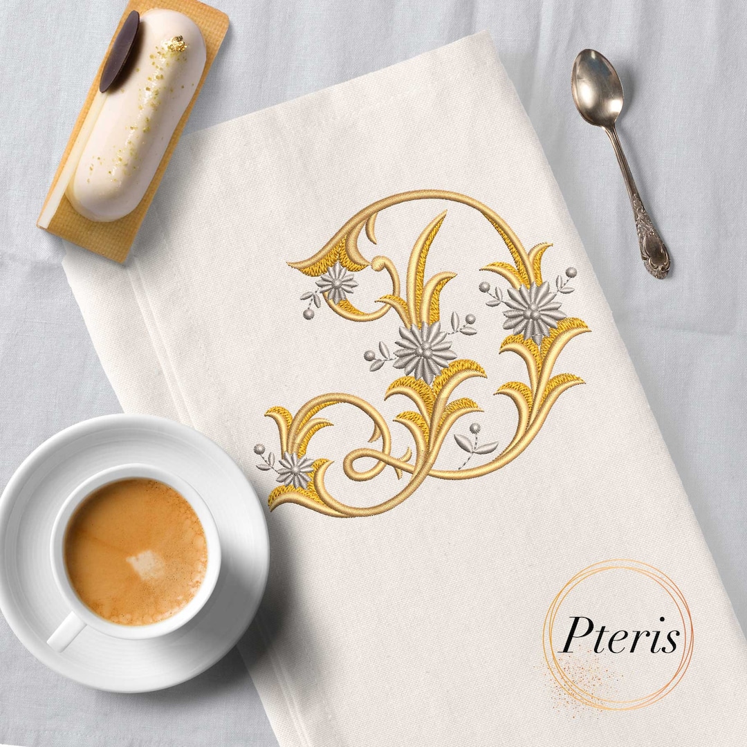 Floral Letter D Embroidery Design: Vintage Wedding Monogram (4x4 and ...